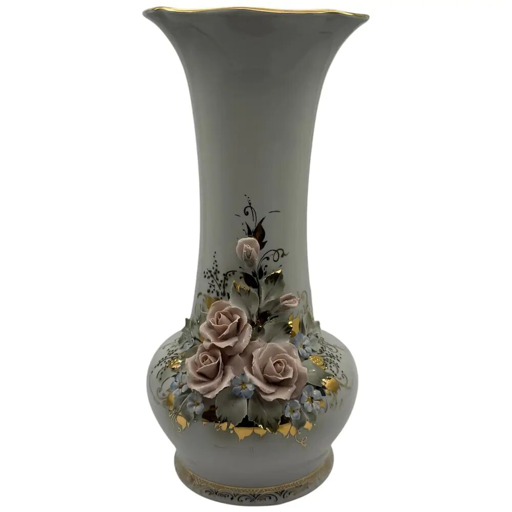 Ваза "Каприз", 34 см, 1990-2000 гг, фарфор, ручная лепнина, Кисловодский фарфор - Феникс, Россия