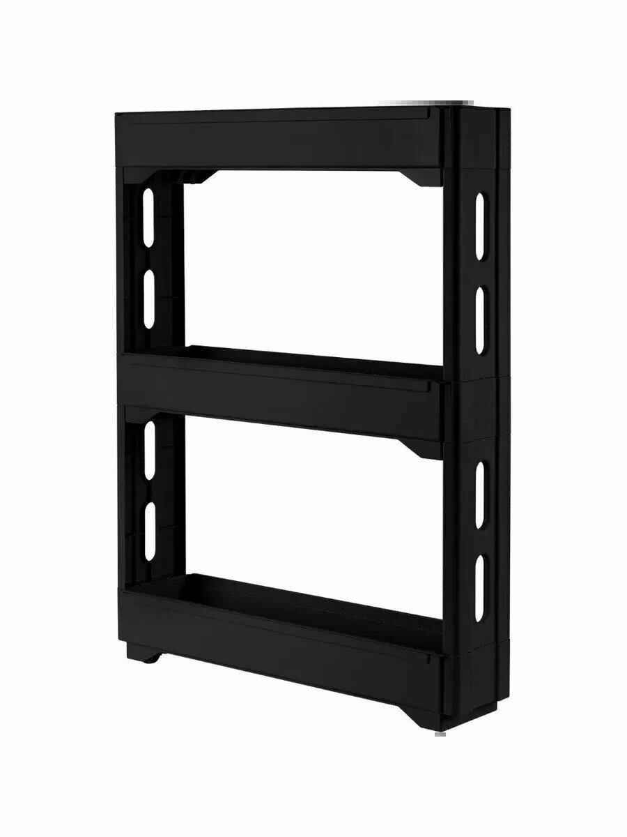 Полка универсальная, пластик, 3 секции, 53.7х13.8х71 см, узкая, Keeplex, Black, KL383812621