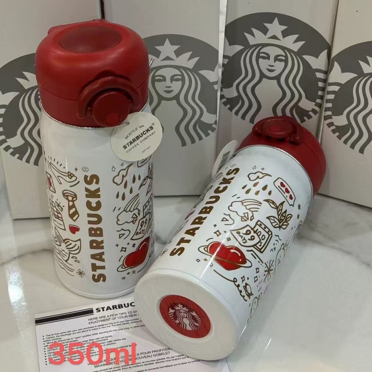 Starbucks Термокружка розовая богиня, 350-500 мл