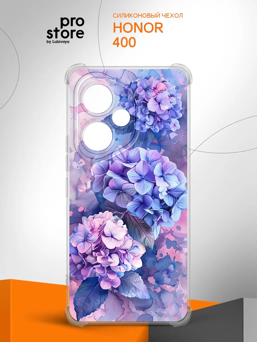 Чехол на Honor 400/ Хонор 400 накладка, защита камеры и углов, прозрачный с рисунком