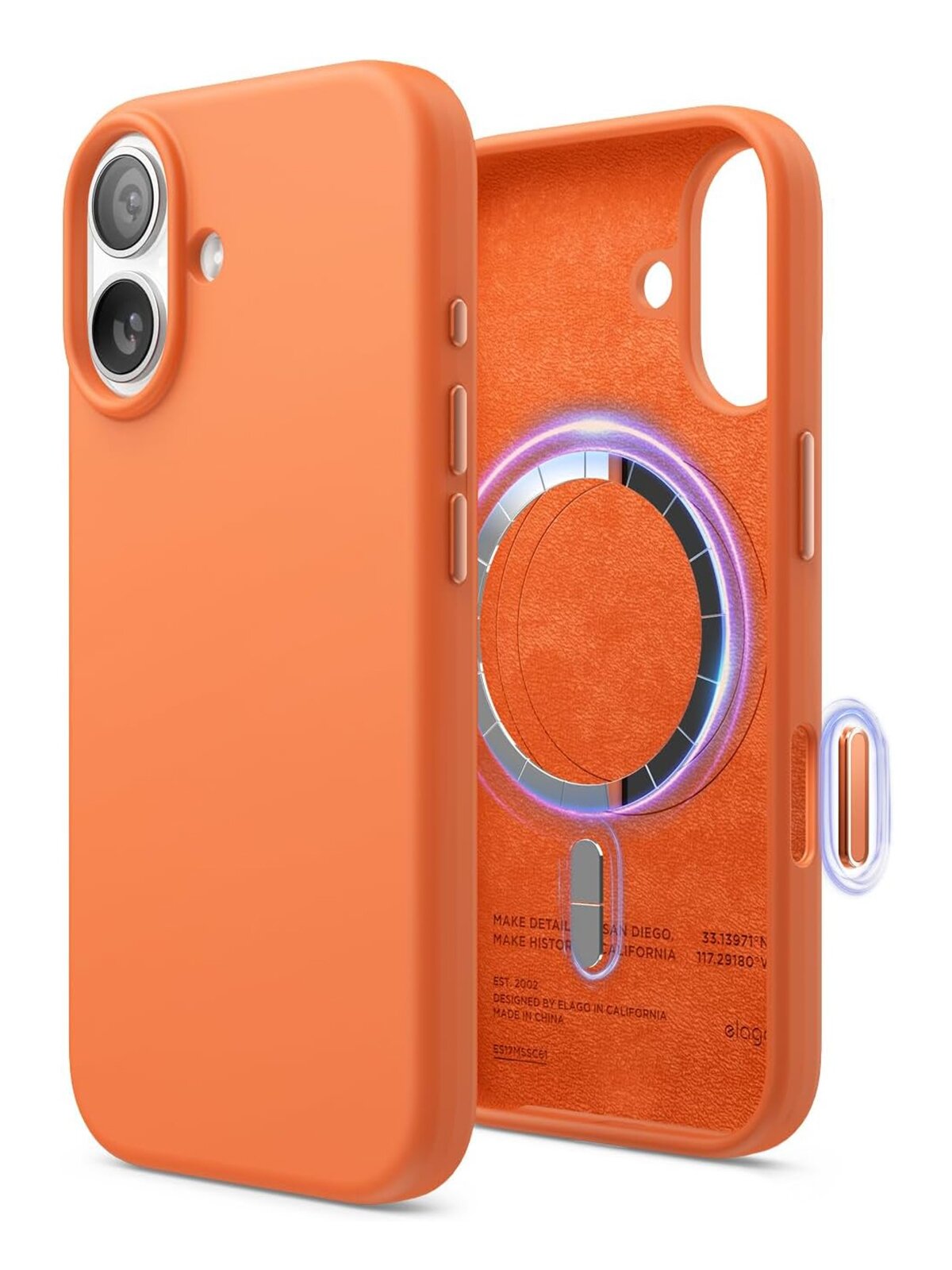Elago силиконовый чехол для iPhone 17, Magnetic Silicone Orange (MagSafe)