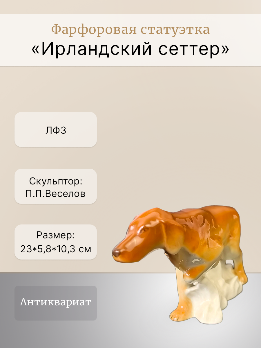 Фарфоровая статуэтка "Ирландский сеттер" ЛФЗ