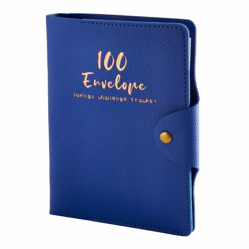 1 Книга формата А6 "Задача бюджетной экономии денег" с отрывными листами 100-дневной - Сберегательный блокнот в конверте-Темно-синий