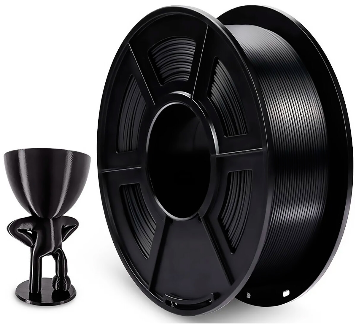 Филамент NV Print Silk PLA+ Black для 3D печати диаметр 1.75мм длина 330 метров масса 1 кг