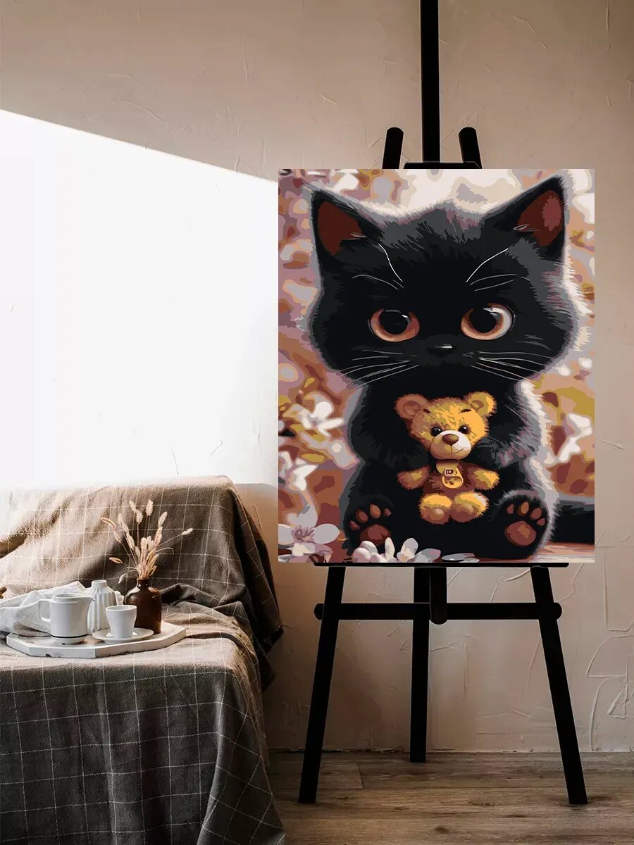 Картина по номерам Милый Черный Котенок