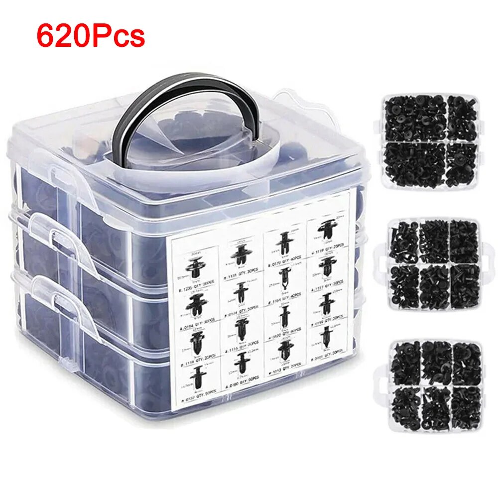 Автомобильные фиксаторы, комплект автозастежек, фиксаторы крыльев, комплект автомобильных заклепок с съемником крепежа для GM Ford Toyota Honda, 620Pcs Clips