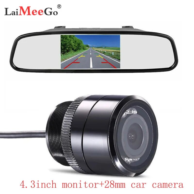 4,3-дюймовый автомобильный зеркальный монитор заднего вида, водонепроницаемая камера заднего вида ночного видения с HD-экраном, дисплей заднего вида автомобиля, 4.3 inch full kit