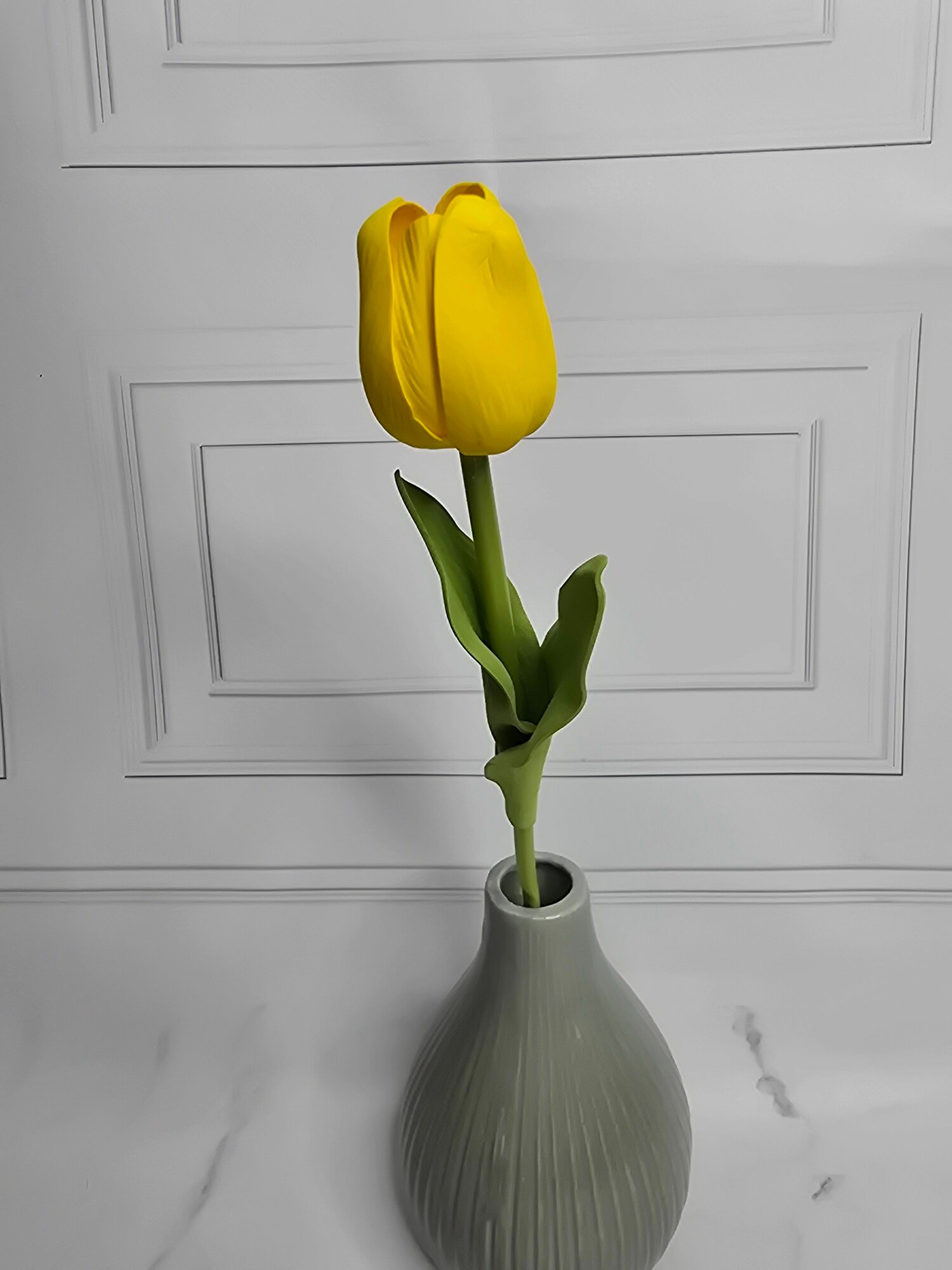 Искусственный цветок Holodilova "Тюльпан", силикон, желтый, 35 см