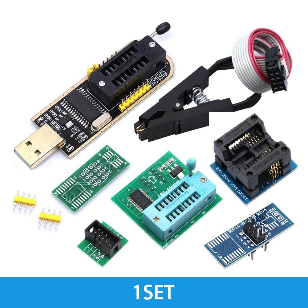 CH341 USB программатор с тестовым зажимом SOIC8 SOP8, 1set