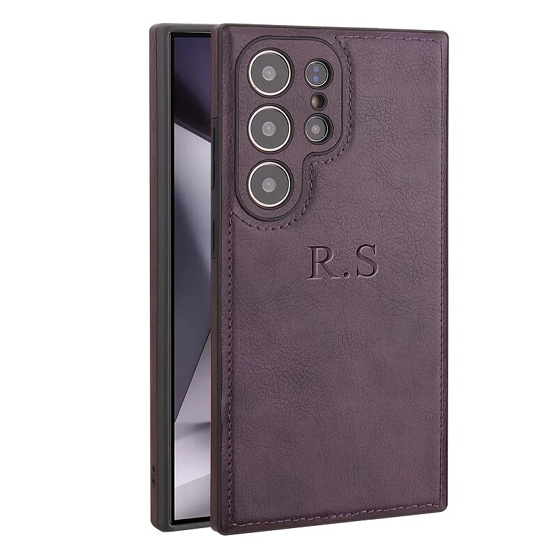 Персонализированный чехол для Samsung Galaxy S25 Ultra, Dark Purple, искусственная кожа