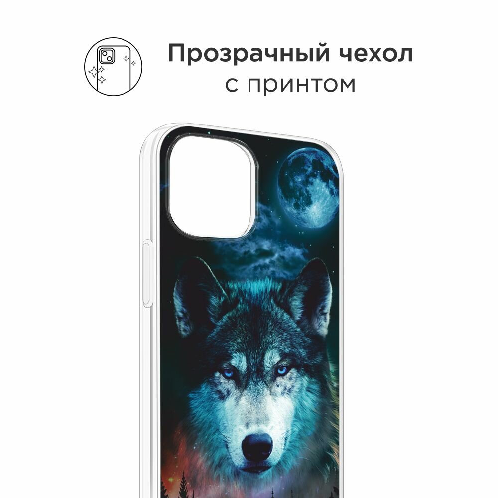 Чехол на Apple iPhone 4/4S / Айфон 4/4S с принтом "Лунный волк" — фото 1