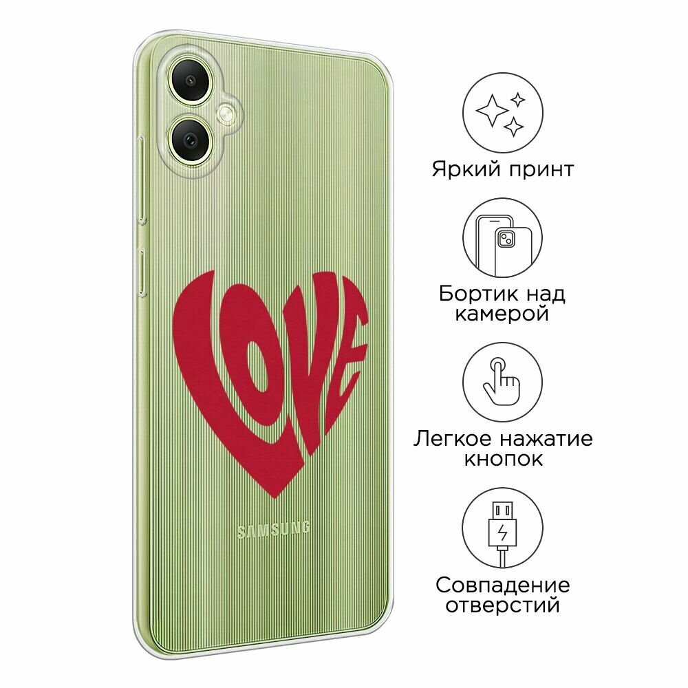 Чехол на Samsung Galaxy A05 / Самсунг Галакси A05 с принтом "Love heart 2 - 14 февраля", прозрачный — фото 1