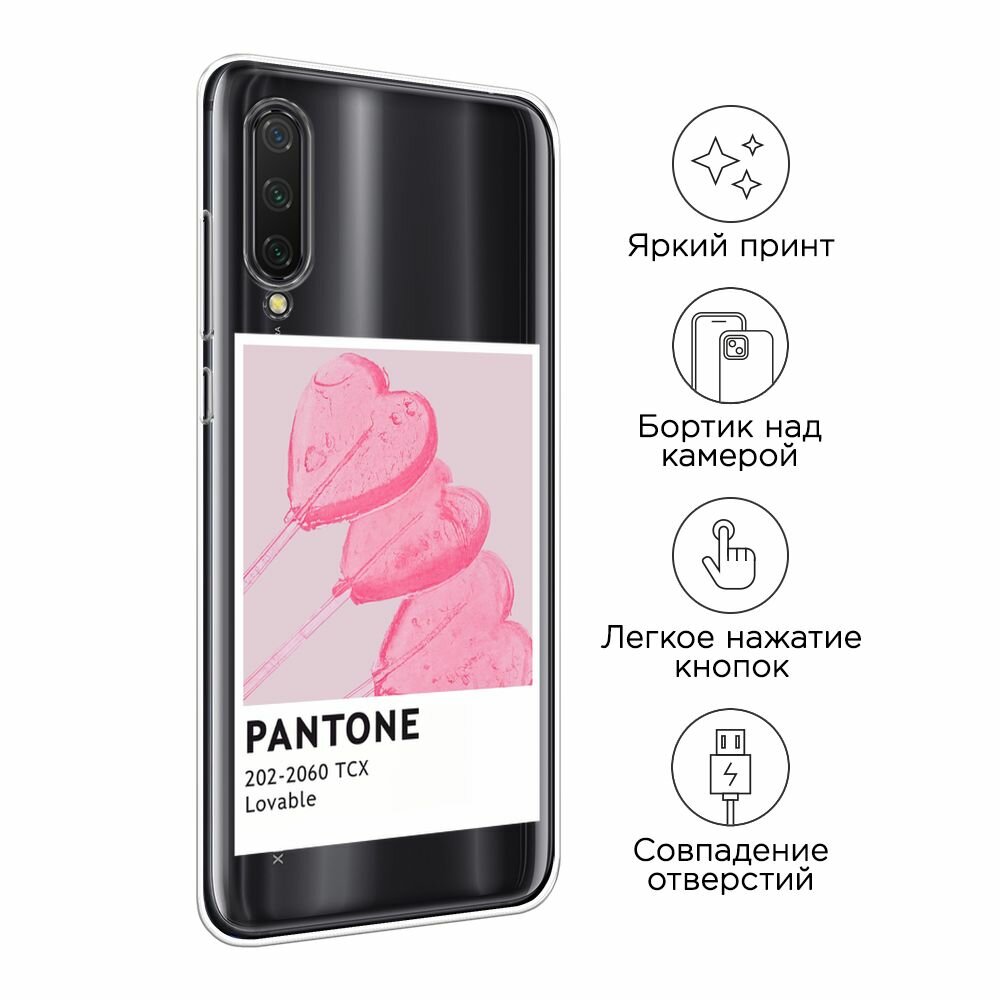 Чехол на Xiaomi Mi CC9/A3 Lite/9 Lite / Сяоми Mi CC9/A3 Lite с принтом "Pantone Lovable 2 - 14 февраля", прозрачный — фото 1