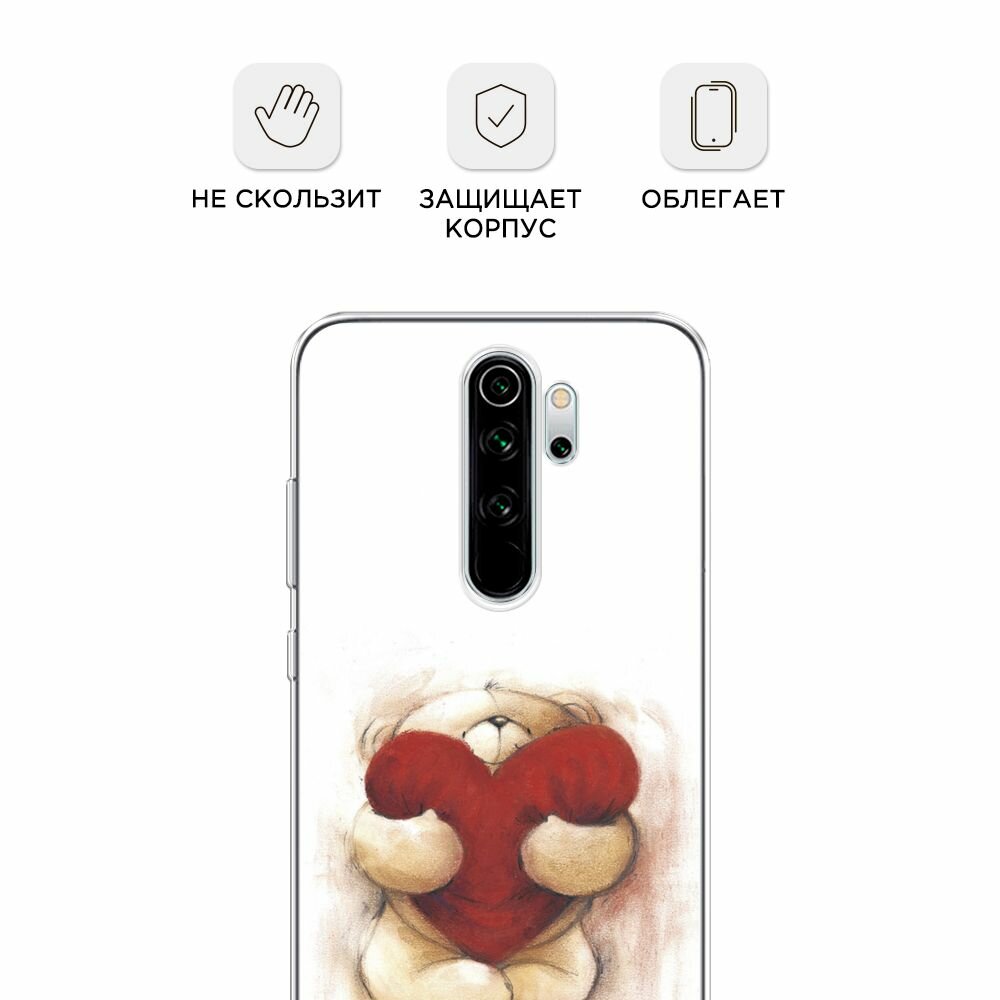 Чехол на Xiaomi Redmi Note 8 Pro / Сяоми Редми Нот 8 Про с принтом "Мишка с сердцем 1" — фото 1
