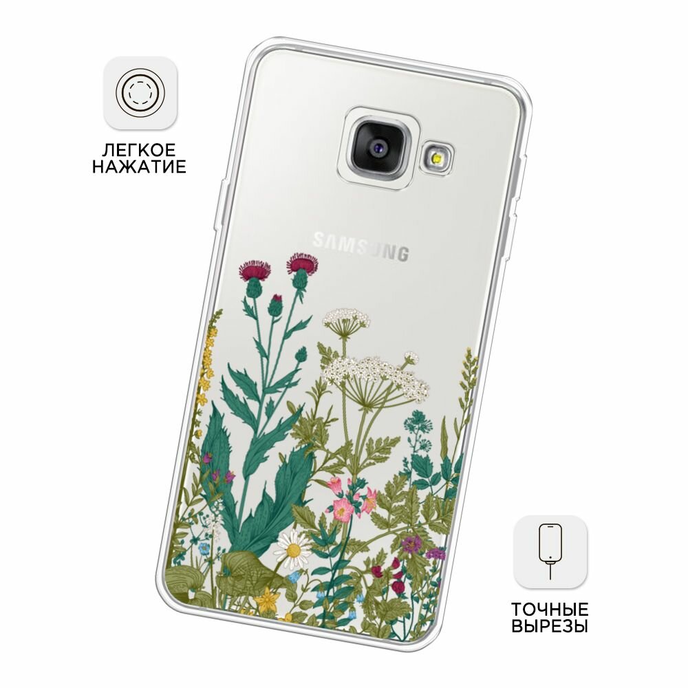 Чехол на Samsung Galaxy A3 2016 / Самсунг Галакси А3 2016 с принтом "Дикие полевые цветы", прозрачный — фото 1
