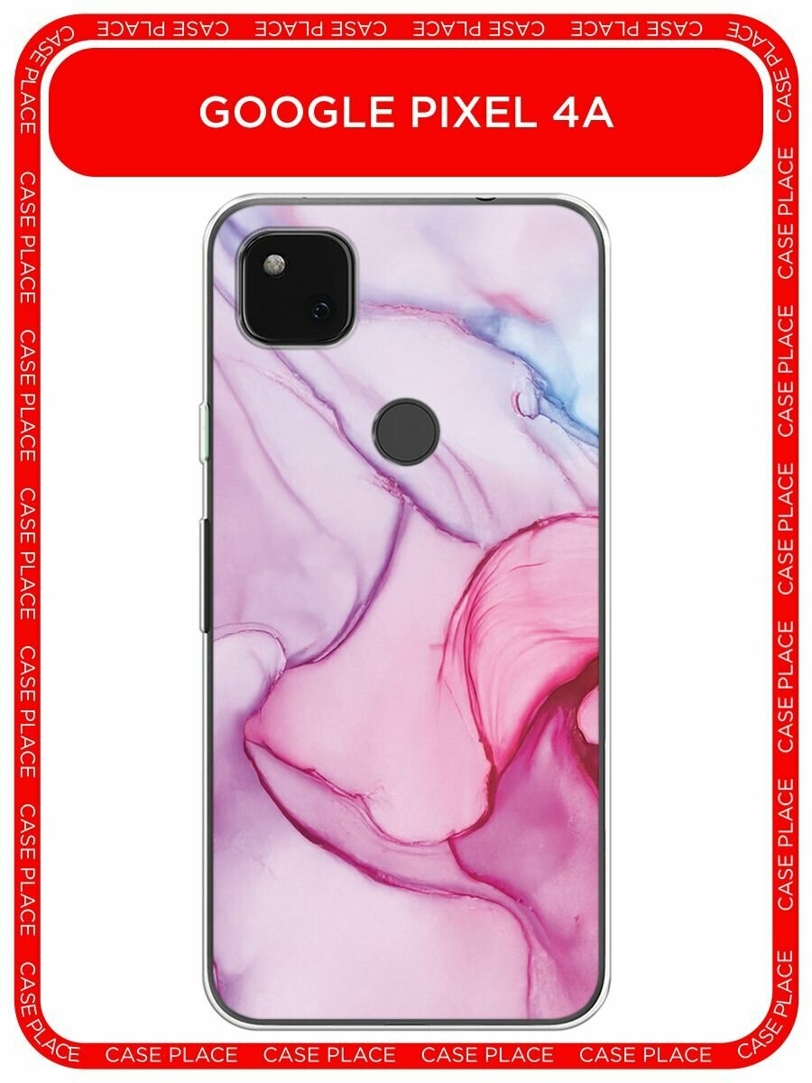 Чехол на Google Pixel 4A / Гугл Пиксель 4А с принтом "Розовые мраморные разводы"