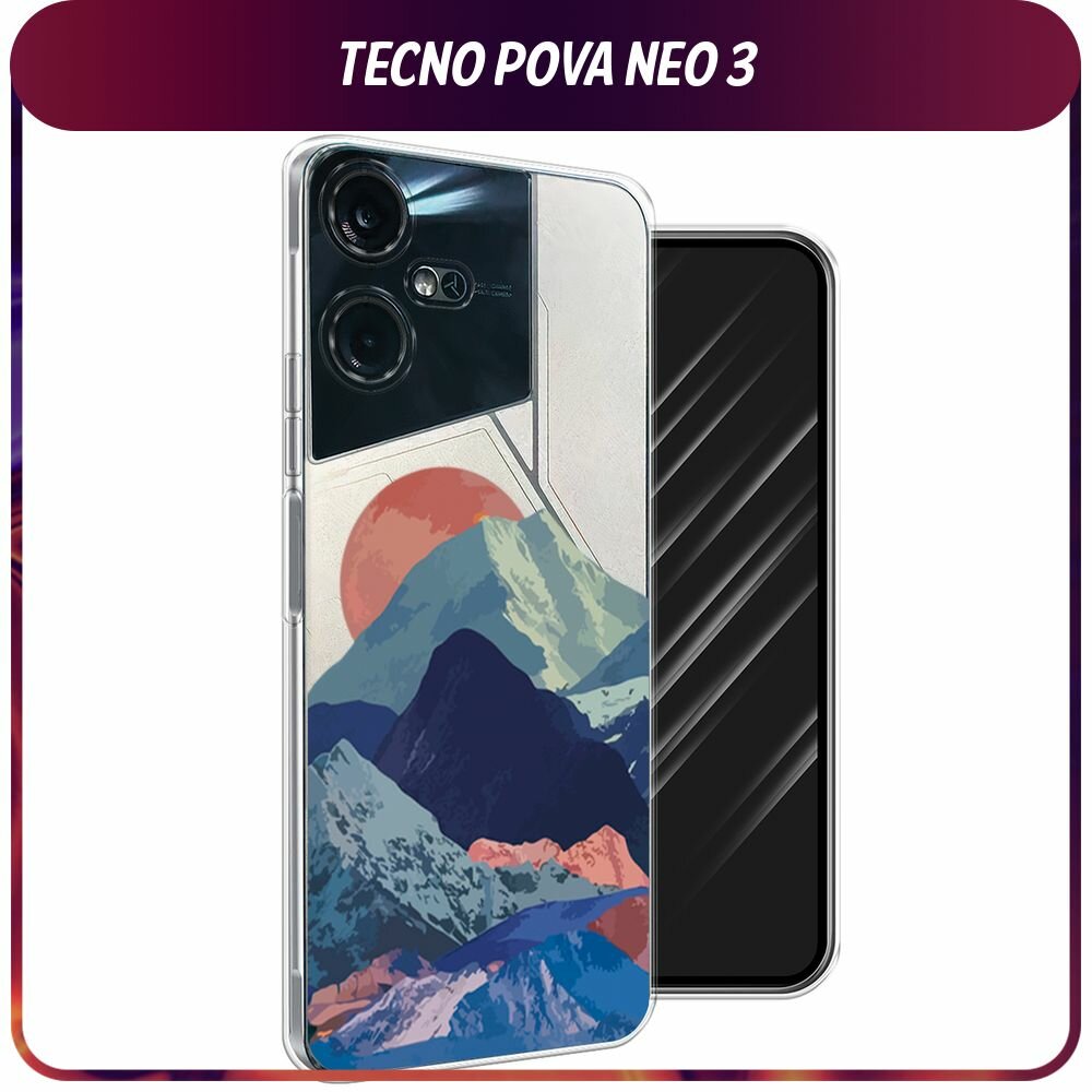 Чехол на Tecno Pova Neo 3 / Техно Пова Нео 3 с принтом "Закат в снежных горах", прозрачный