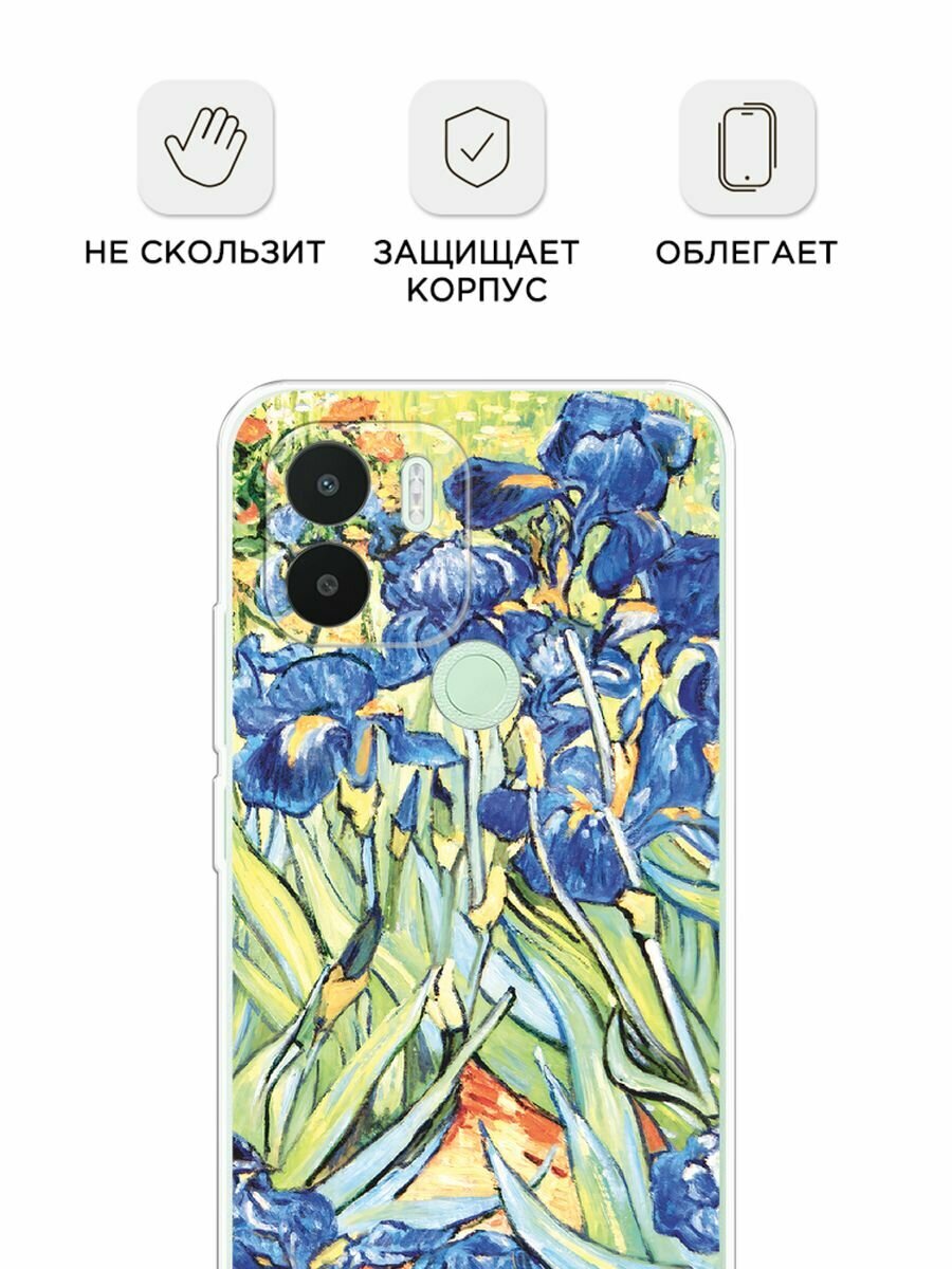 Чехол на Xiaomi Redmi A1+/Redmi A2+/Poco C51/C50 / Редми A1+ с принтом "Ирисы Ван Гог" — фото 1