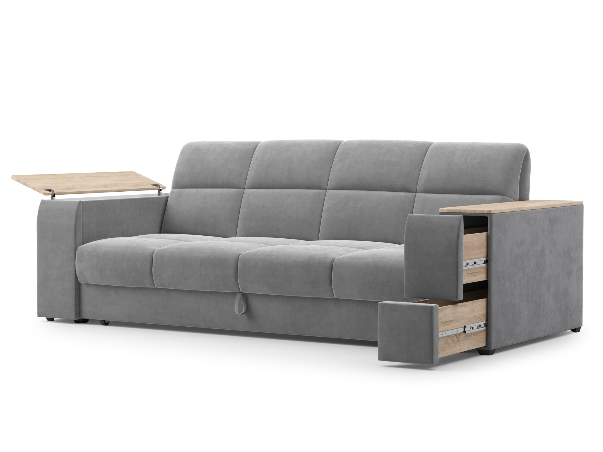 Диван-кровать Флай, аккордеон, ортопедическое основание на НПБ, подлокотники короб+ящики, 160*200, съемный чехол, велюр.