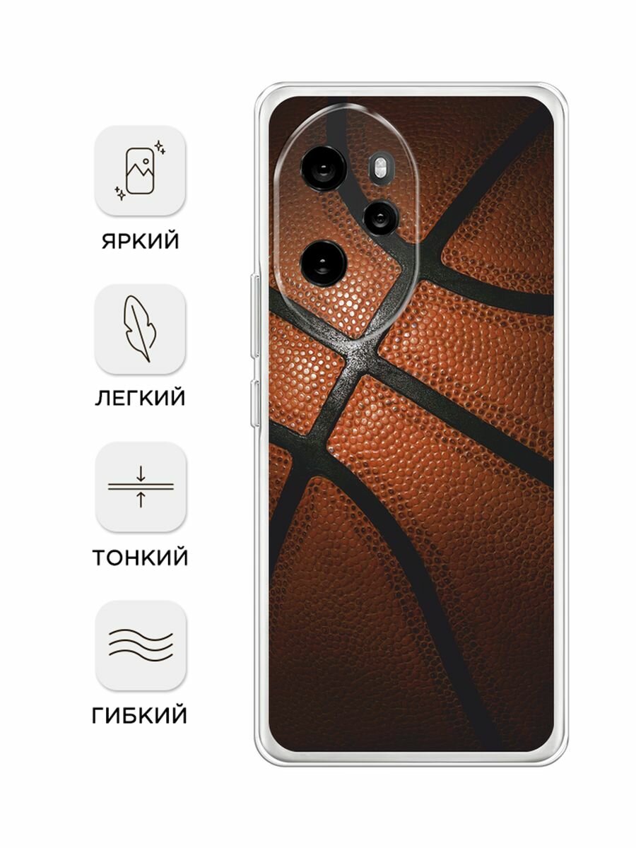 Чехол на Honor 100 Pro / Хонор 100 Про с принтом "Баскетбольный мяч" — фото 1