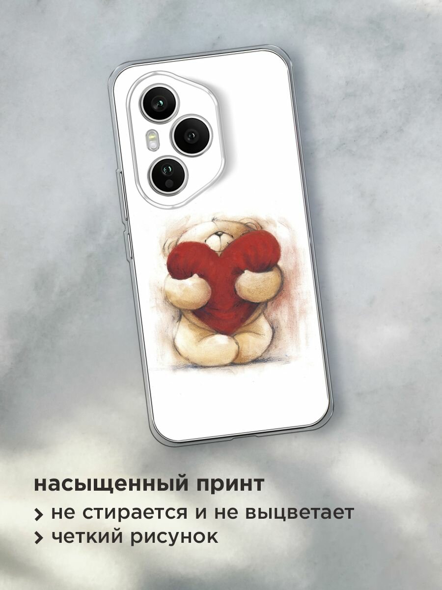 Чехол на Honor 400 Pro / Хонор 400 Про с принтом "Мишка с сердцем 1" — фото 1