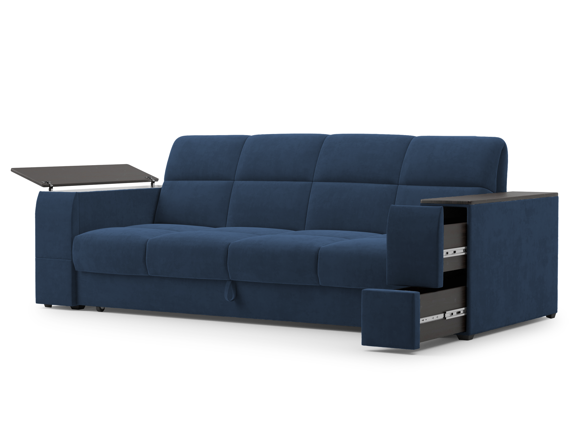 Диван-кровать Флай, аккордеон, ортопедическое основание на НПБ, подлокотники короб+ящики, 120*200, съемный чехол, велюр.