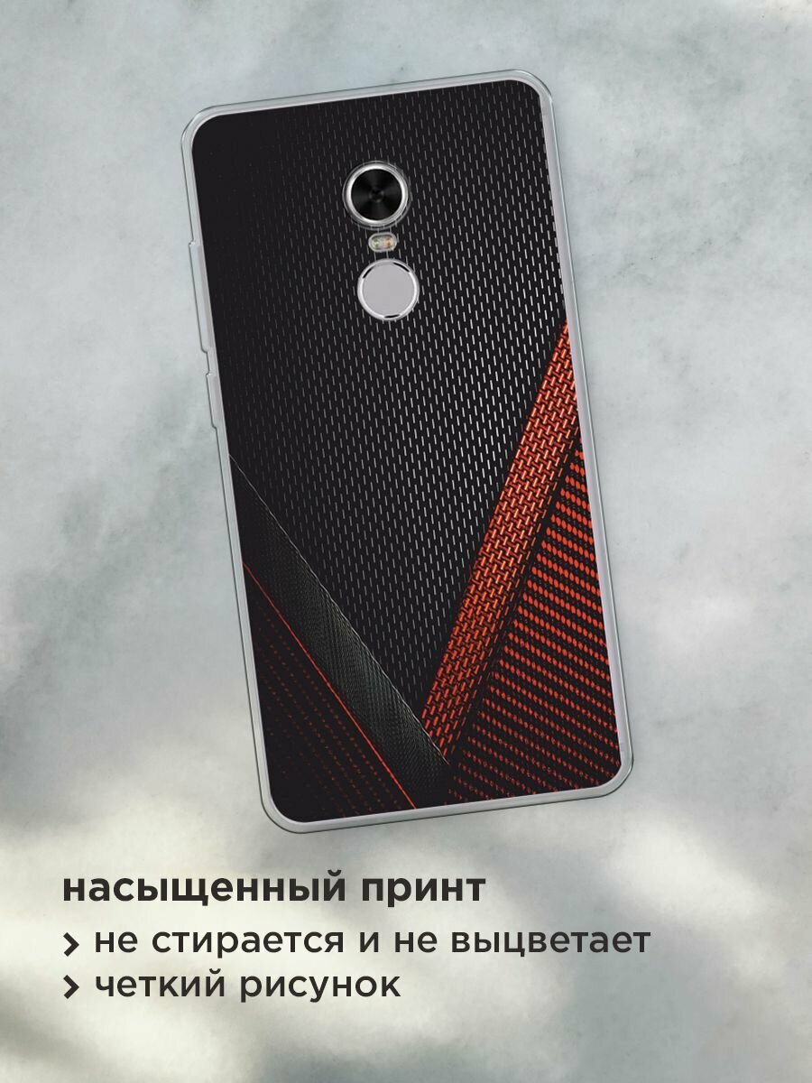 Чехол на Xiaomi Redmi Note 4 (MediaTek) / Сяоми Редми Ноут 4 (MediaTek) с принтом "Красный карбон" — фото 1