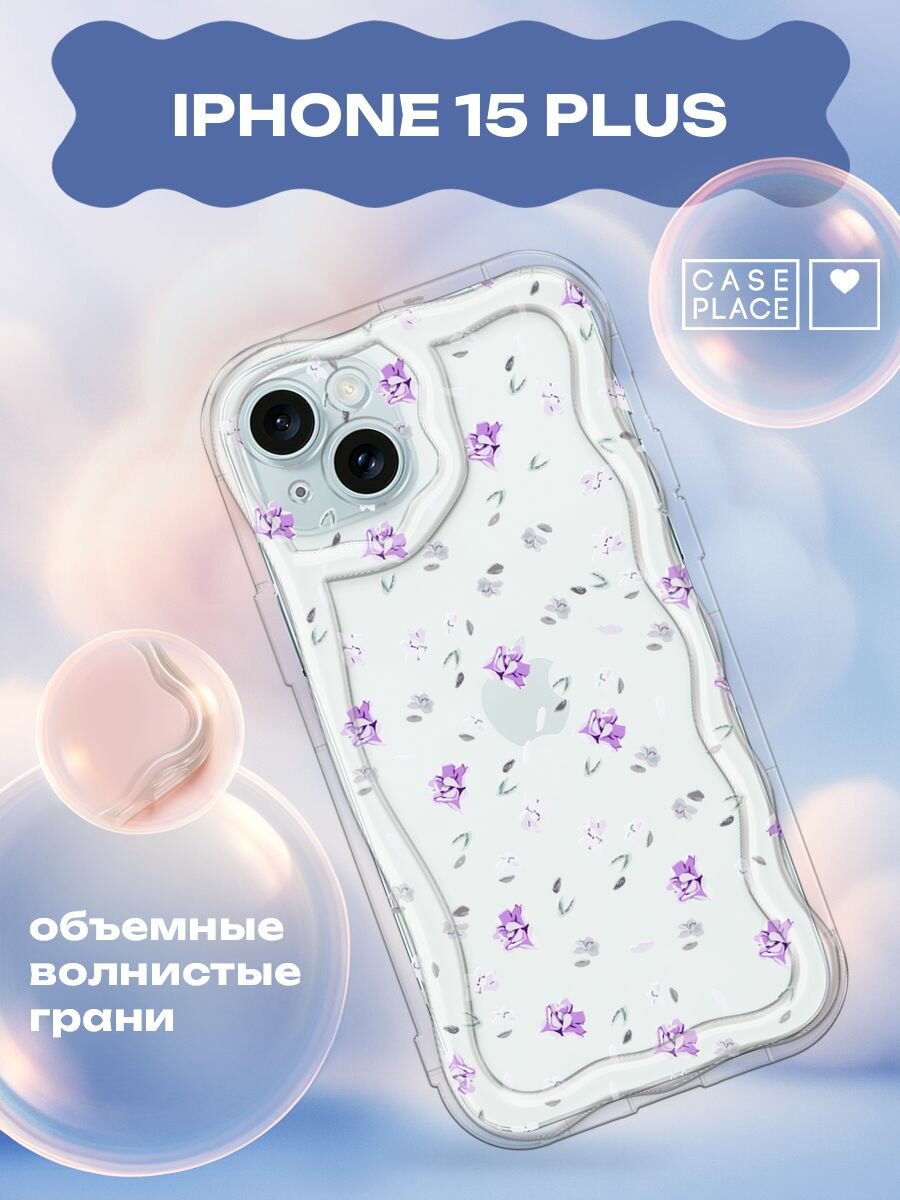 Чехол на Apple iPhone 15 Plus / Айфон 15 Плюс с принтом Цветочный паттерн 2