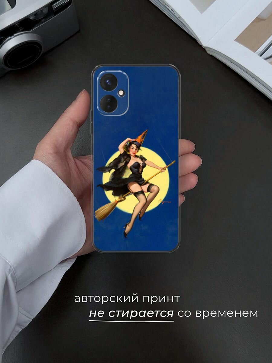 Чехол на Tecno Spark 9 Pro / Техно Спарк 9 Про с принтом "Pin-Up Witch" — фото 1