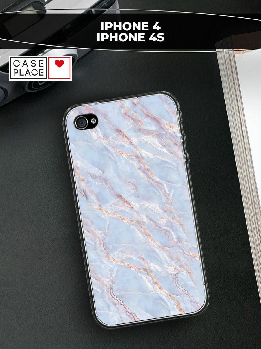 Чехол на Apple iPhone 4/4S / Айфон 4/4S с принтом "Сиреневый мрамор"