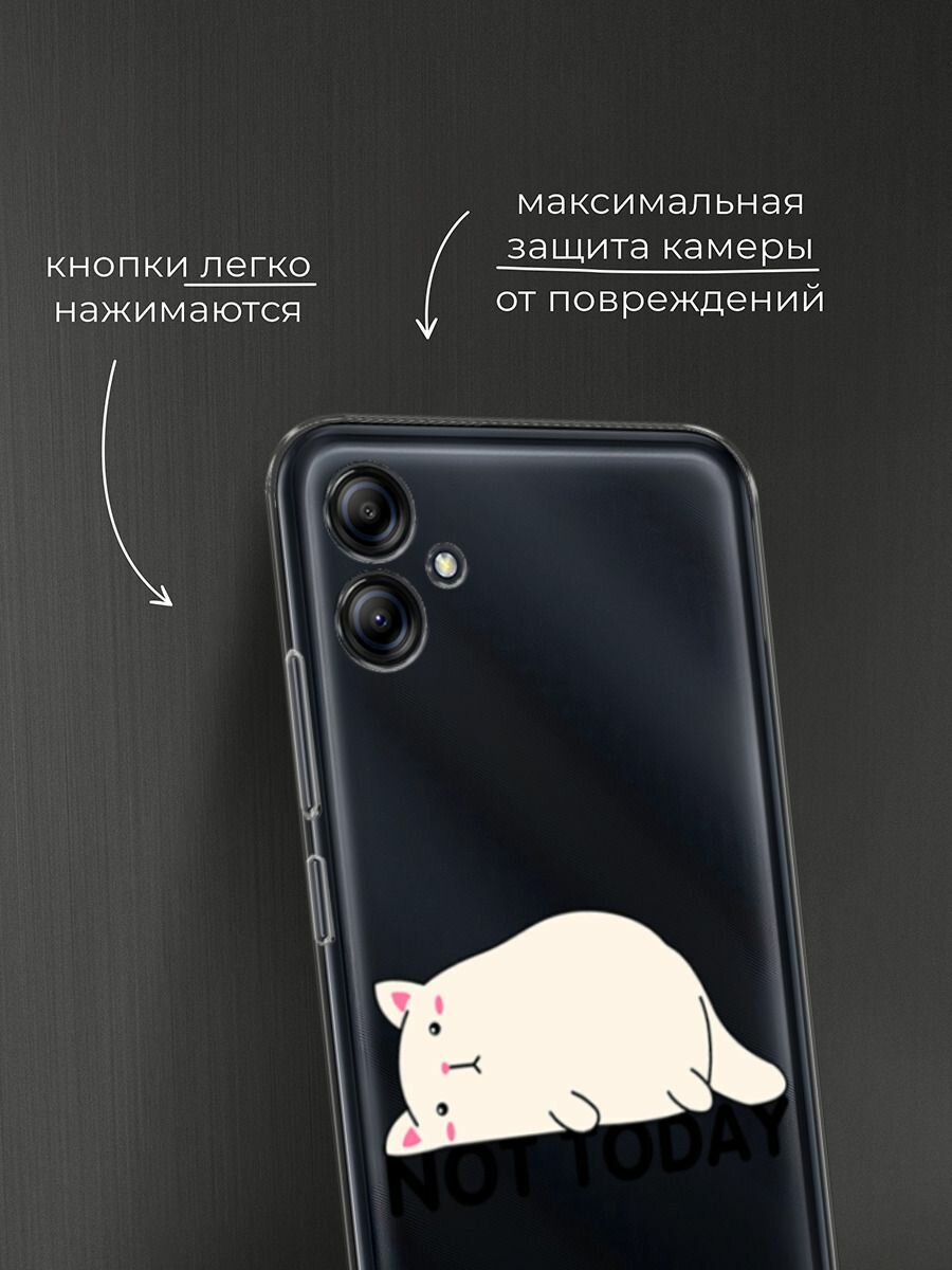 Чехол на Samsung Galaxy A04e / Самсунг A04e с принтом "Cat not today", прозрачный — фото 1