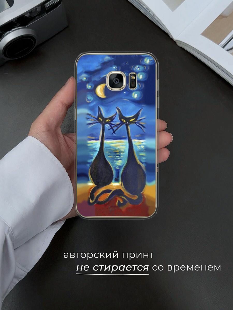 Чехол на Samsung Galaxy S7 / Самсунг Галакси С 7 с принтом "Влюбленные котики 7" — фото 1