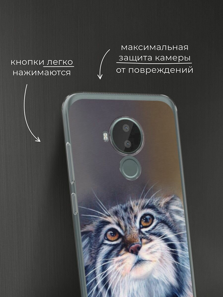 Силиконовый чехол на Nokia C30 / Нокия C30 с принтом "Кот манул 2" — фото 1