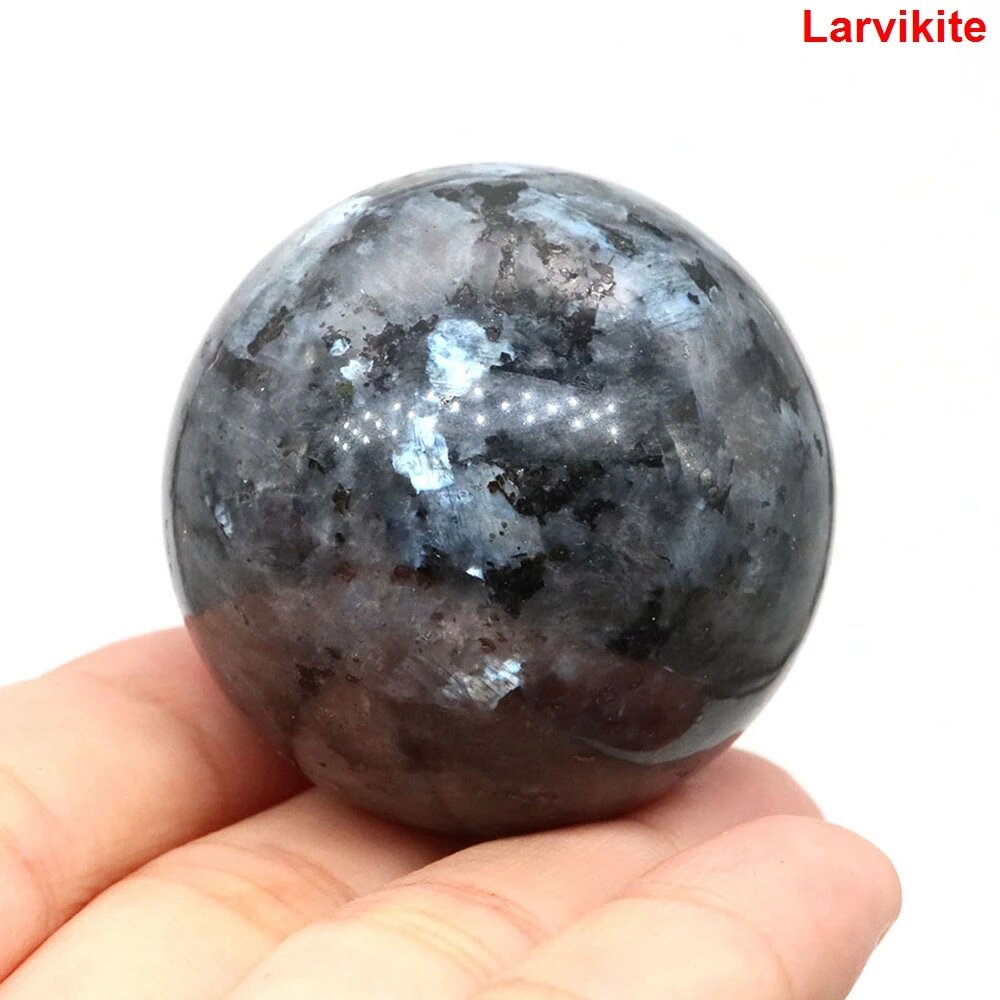 Кристальный шар из натуральных камней 40 мм Темно-синий, Larvikite