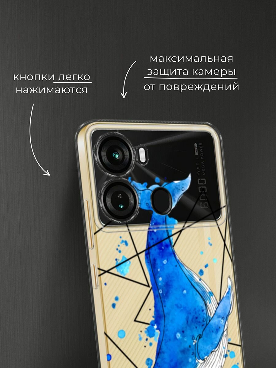 Чехол на Itel P40 / Ител P40 с принтом "Кит графика", прозрачный — фото 1