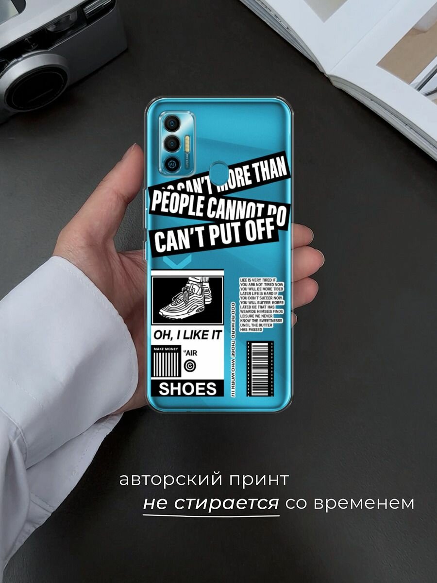 Чехол на Tecno Spark 7 / Техно Спарк 7 с принтом "I like it", прозрачный — фото 1