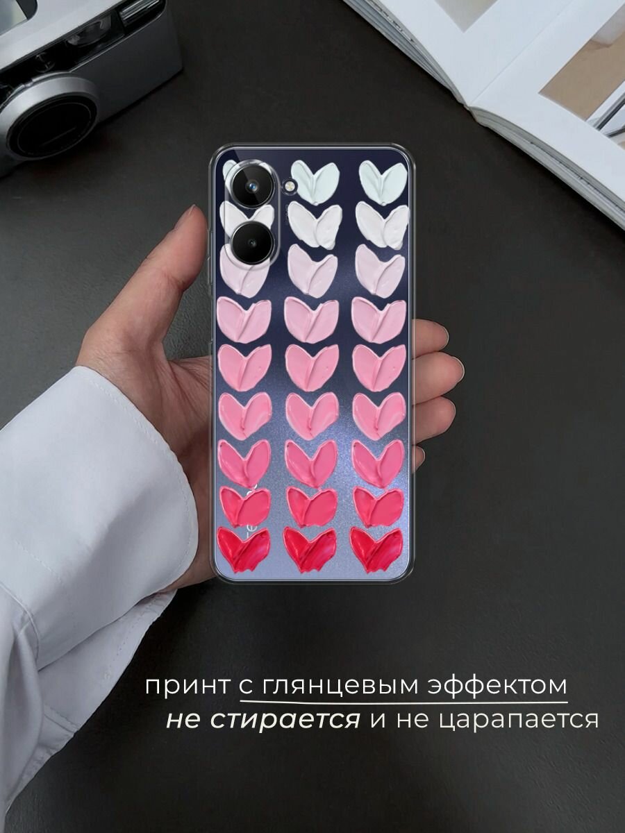 Чехол на Realme 10 4G / Реалми 10 4G с принтом "Градиент из сердечек" — фото 1
