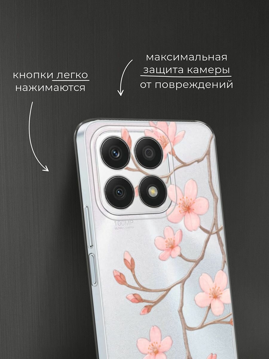Чехол на Honor X8A / Хонор X8A с принтом "Веточка распускающейся сакуры 2" — фото 1