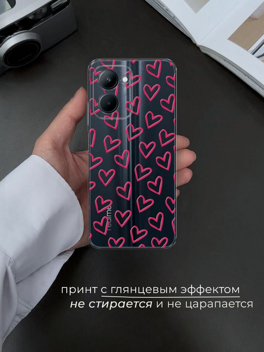 Чехол на Realme C33 / Реалми С33 с принтом "Темные сердечки" — фото 1