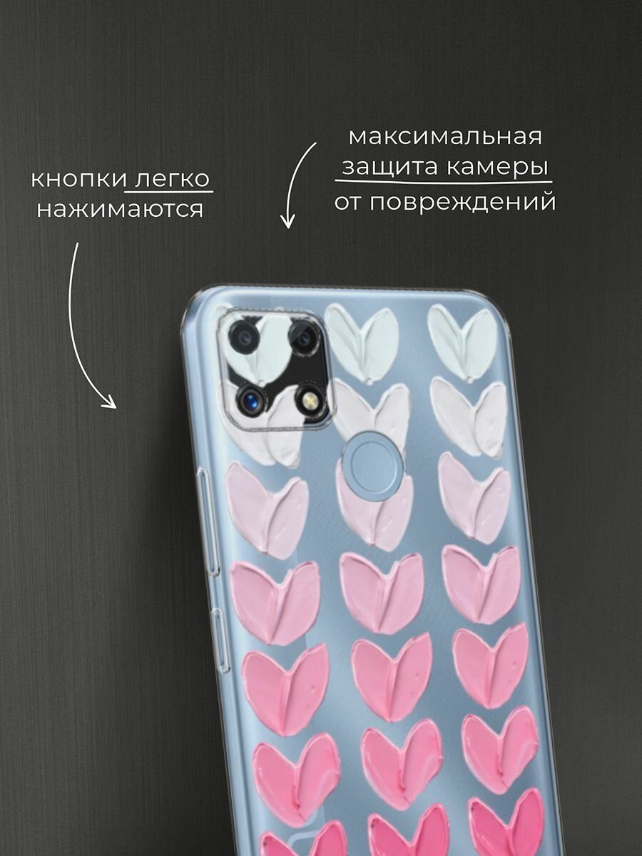 Чехол на Realme C25/C25s / Реалми С25/C25s с принтом "Градиент из сердечек" — фото 1