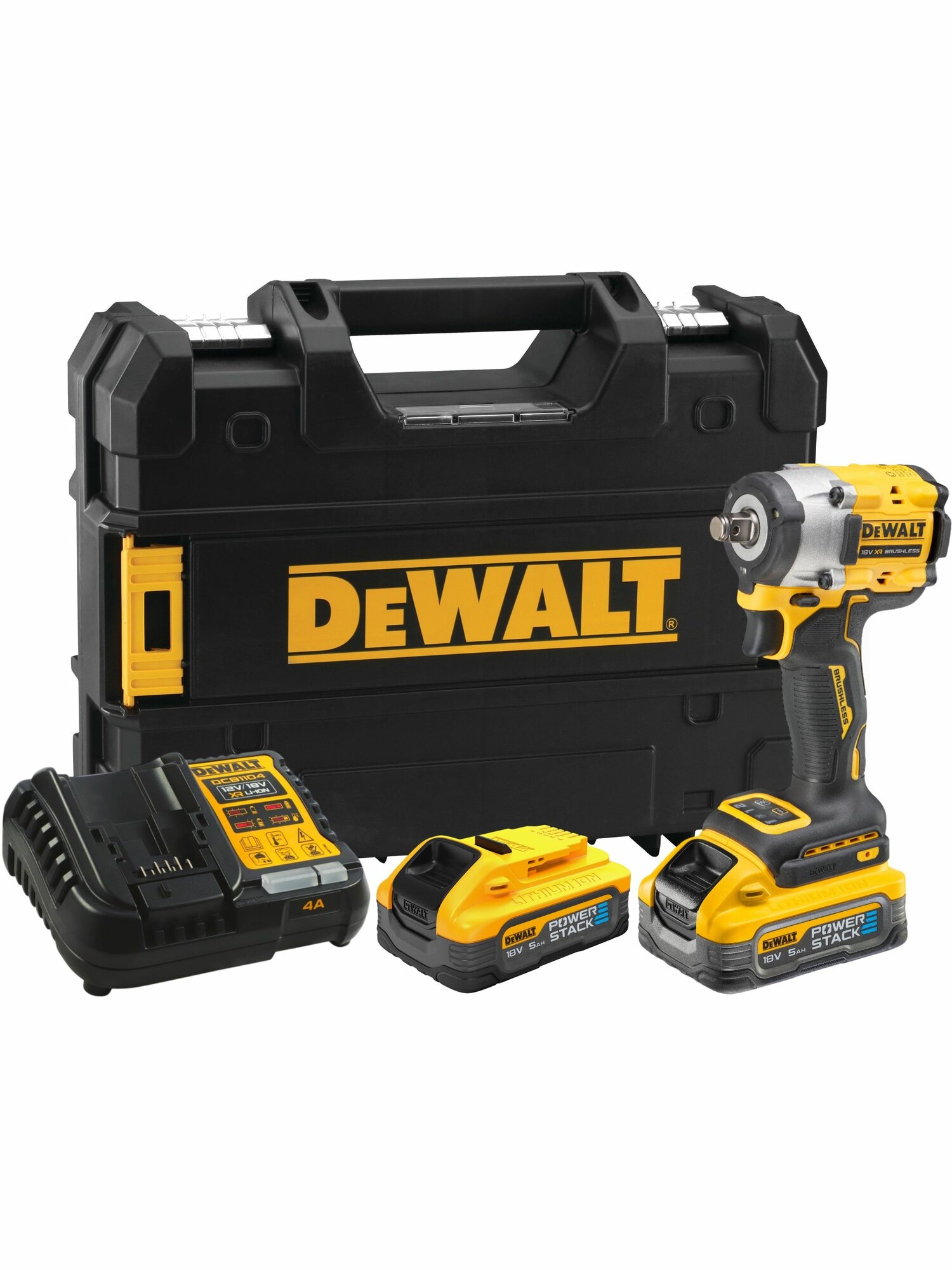 Аккумуляторный гайковерт DEWALT DCF921H2T, 18 В, 610 Нм, 3550 уд/мин, с 2 АКБ 5 Ач и ЗУ, в кейсе TSTAK