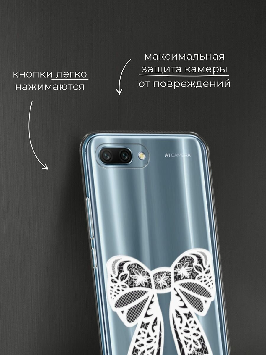 Чехол на Honor 10 / Хонор 10 с принтом "Черно-белый бант 2" — фото 1