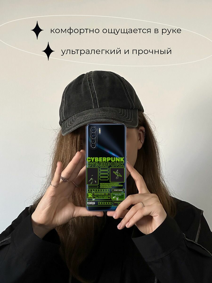Чехол на Oppo A91/Reno 3 / Оппо A91/Рено 3 с принтом "Cyberpunk", прозрачный — фото 1