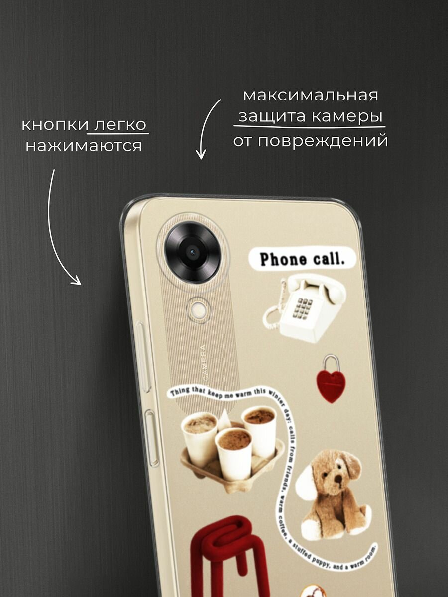 Чехол на Oppo A17K / Оппо A17K с принтом "Phone call", прозрачный — фото 1