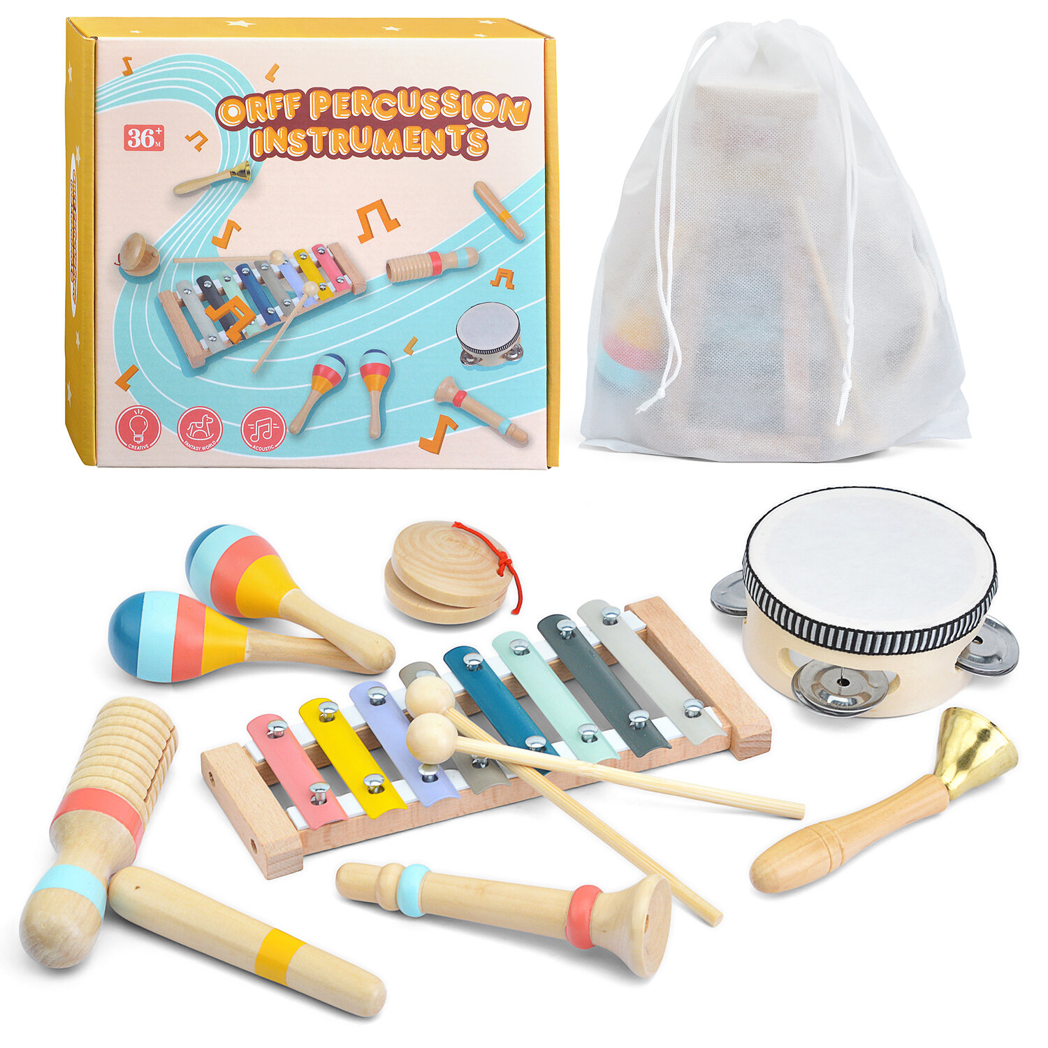 Набор музыкальных инструментов D2106 "Музыкант", дерево, детям от 3 лет