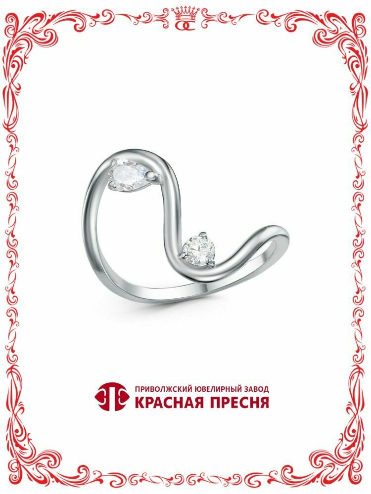 Кольцо, серебро, 925 проба, родирование, фианит