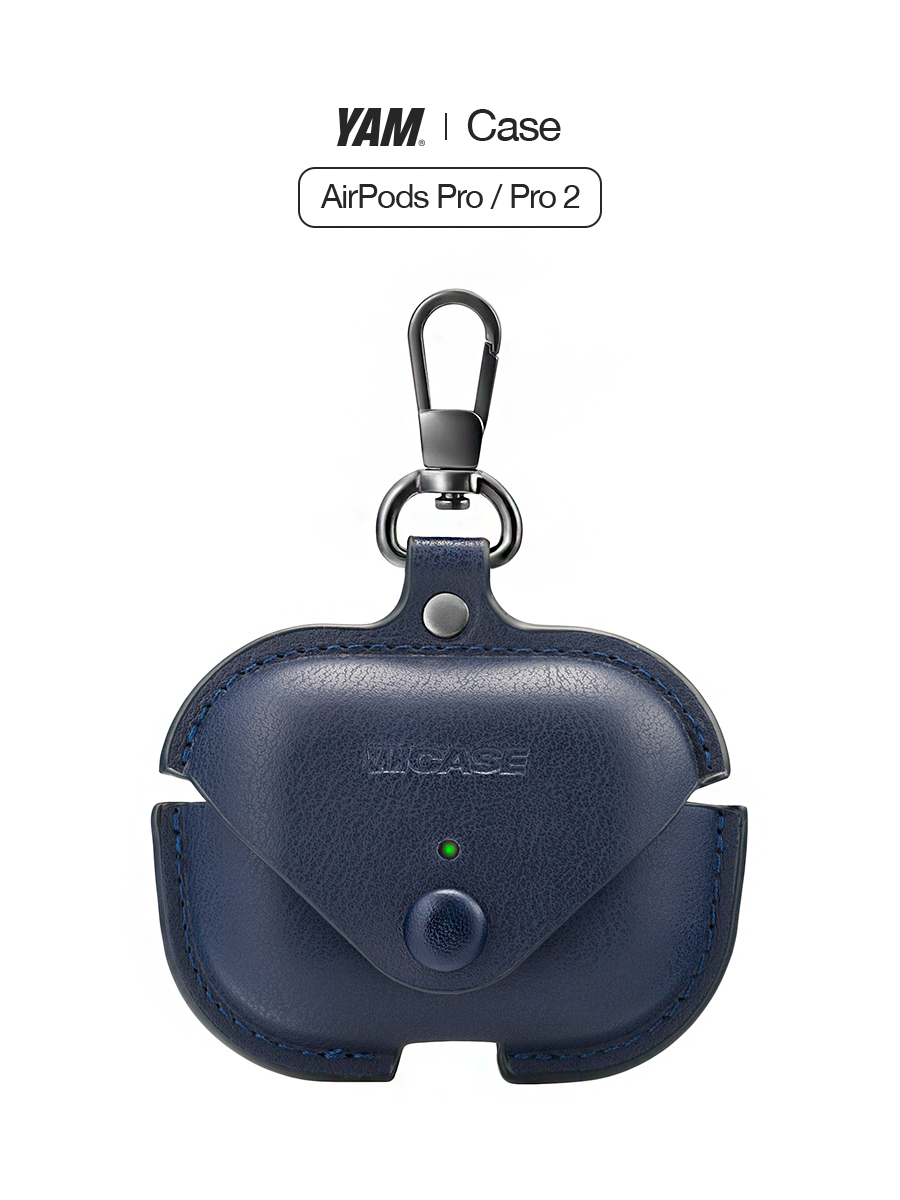 Чехол для наушников AirPods Pro/Pro 2 из кожи с карабином противоударный
