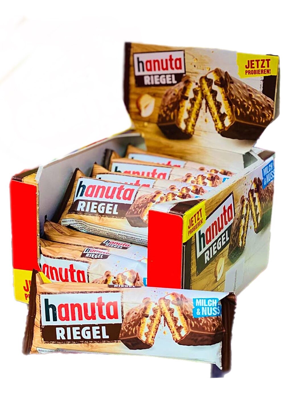 Вафельный батончик Hanuta Riegel с молочной прослойкой и кремом из лесных орехов, 34.5г х 14шт