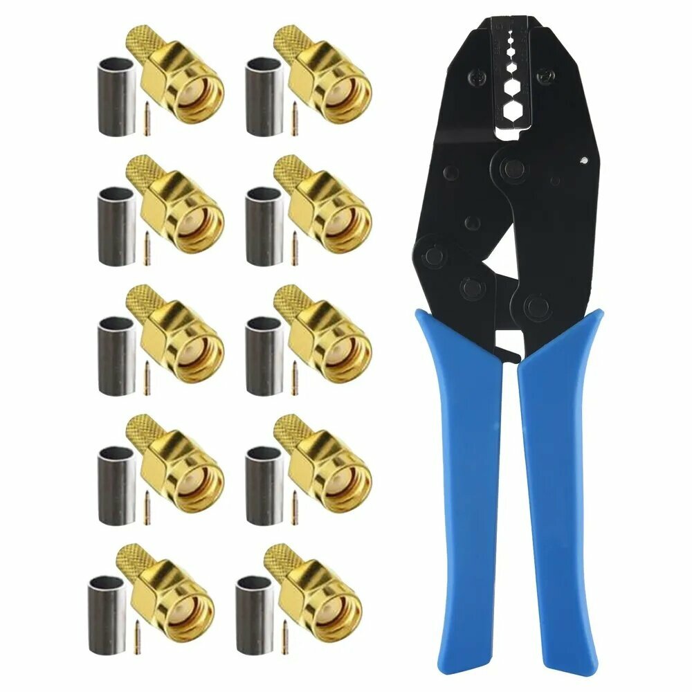 (OZ21) 10 шт. разъемов SMA и инструмент для обжима коаксиального кабеля