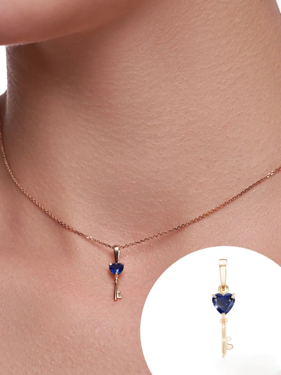 Подвеска, серебро, 925 проба, золочение, фианит